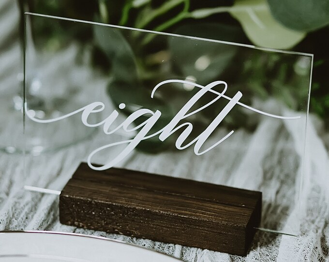 Clear Glass Look Acrylic Table Number Sign With Stands | Etsy