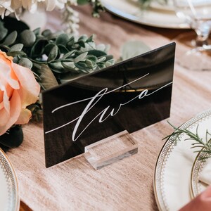 Clear Glass Look Acrylic Table Number Sign With Stands, Perspex Modern ...