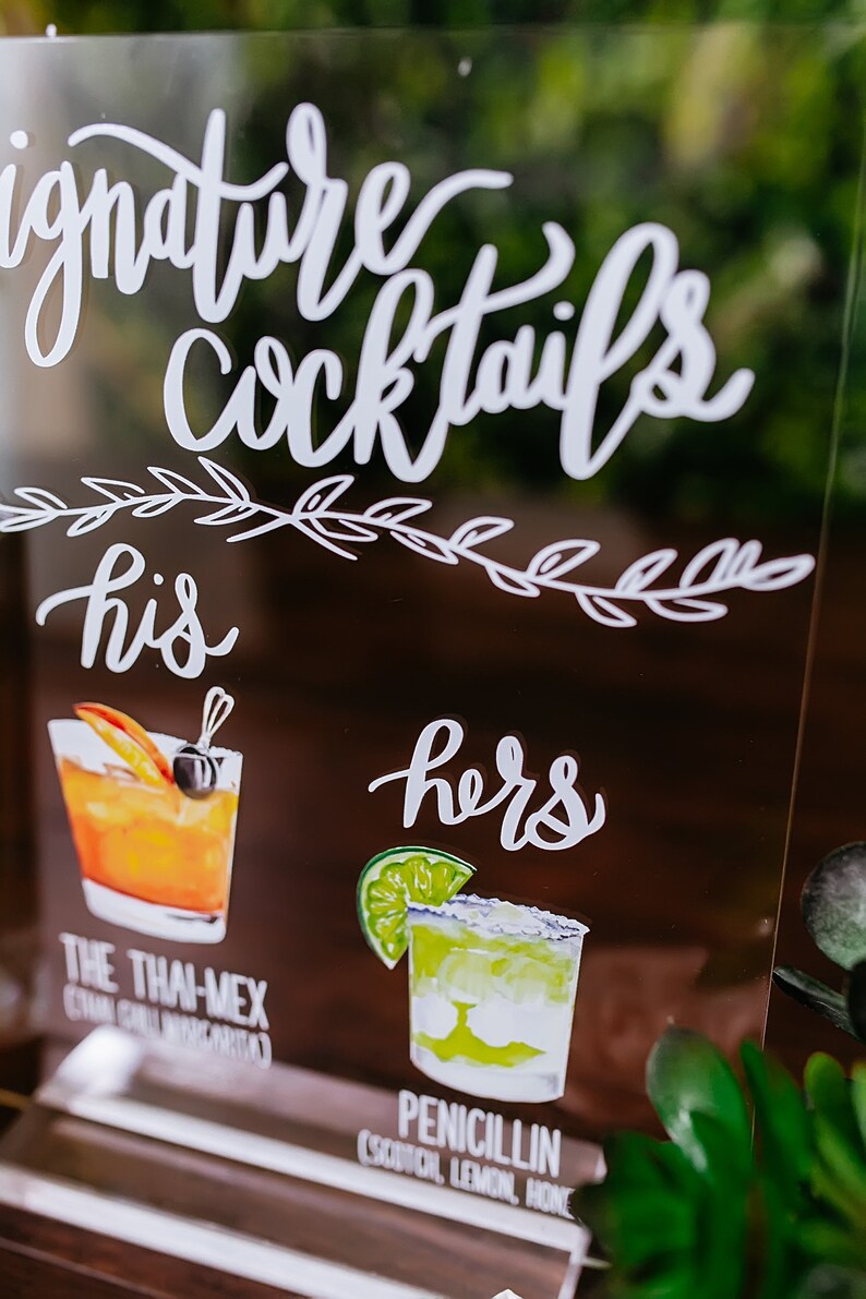 Bar Menu Signature Cocktails Custom Clear Glass Look Acrylic - Etsy Canada