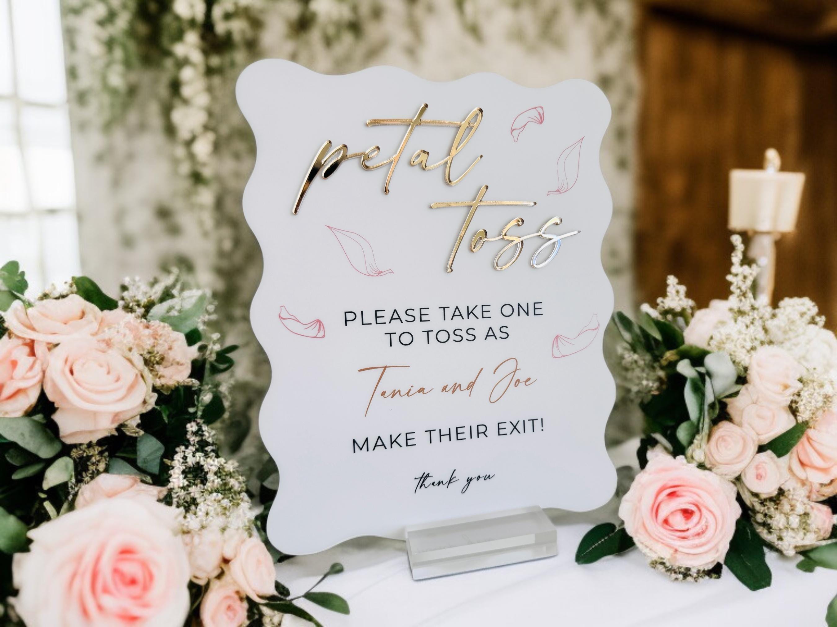 3D Petal Toss Send off Acrylic Sign, Newlywed Flower Sendoff Signage ...