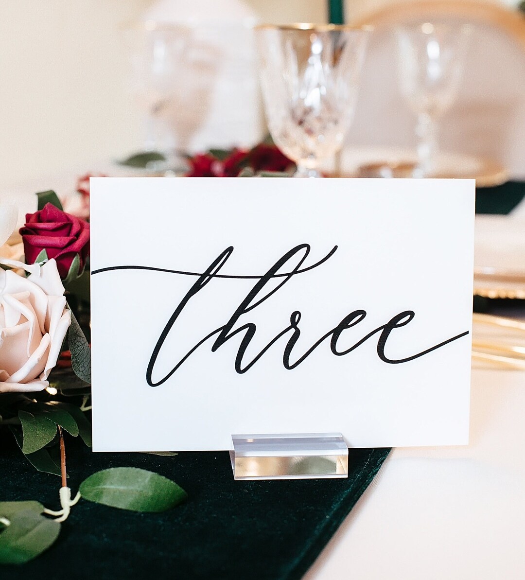 Black, White, FROSTED or Clear Acrylic Table Number Sign With Stands ...