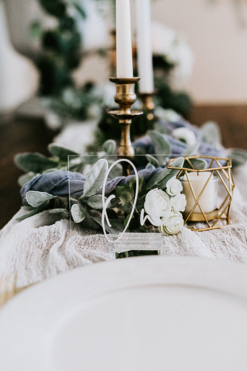 Clear Glass Look Acrylic Table Number Sign With Stands | Etsy