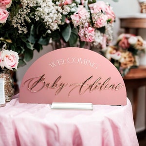 3D Mirrored Acrylic Arch Baby Shower Welcoming Baby Sign, Laser Cut ...