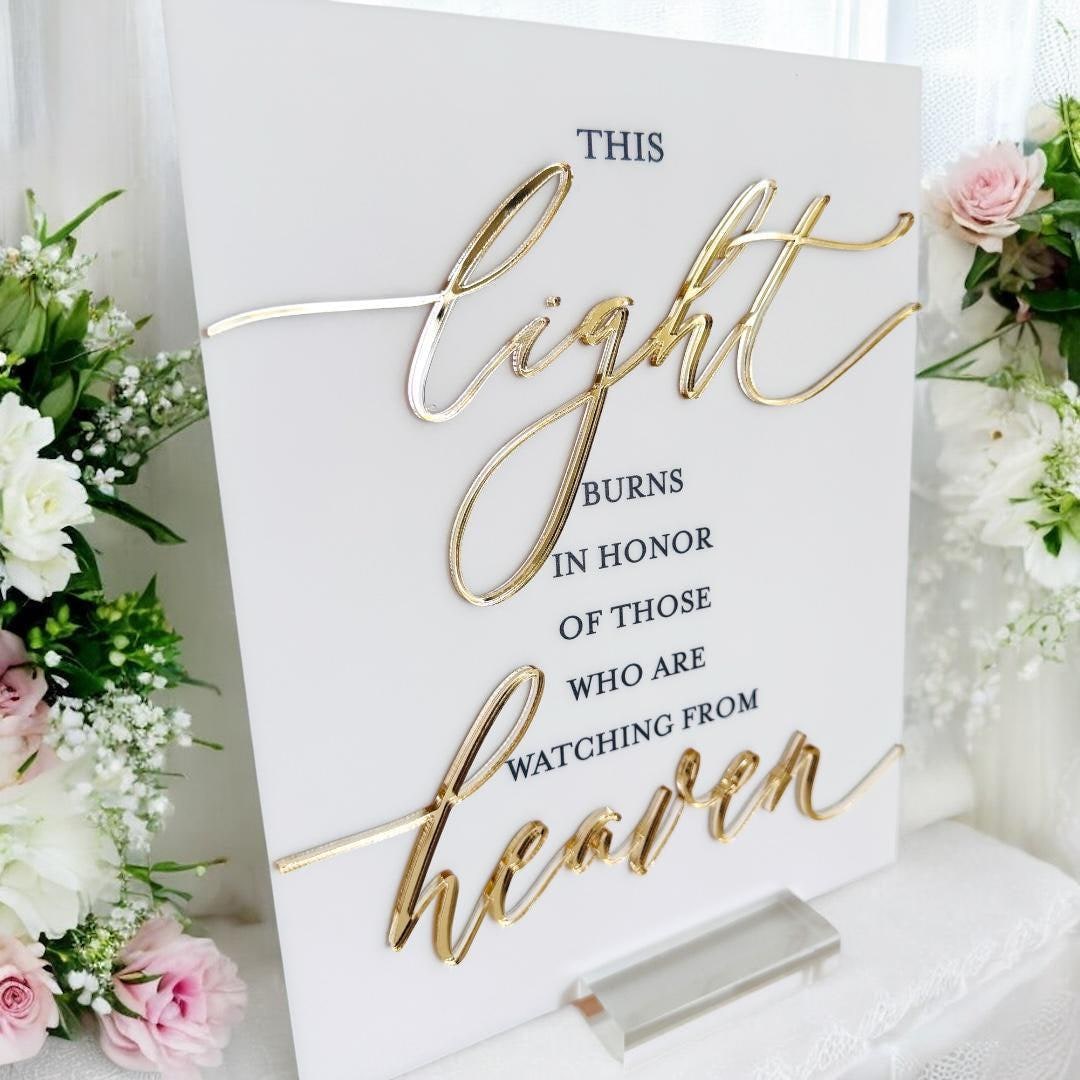 3D Mirror This Light Burns Wedding Acrylic Sign, Memorial in Loving ...