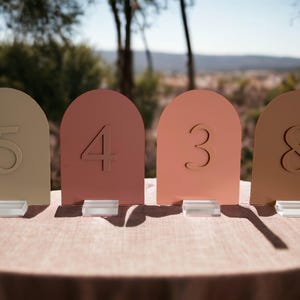 3D ARCH Monochromatic Acrylic White, Blush, Dusty Blue and Gold Table ...