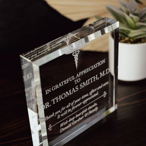 Doctor Appreciation Award Crystal Glass Plaque, for Employee ...