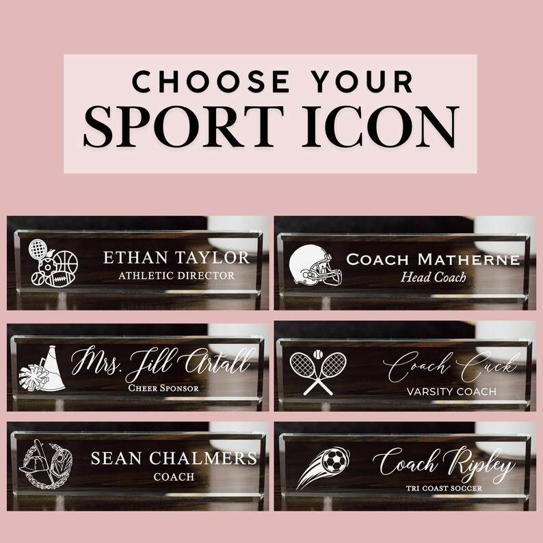 Sports Coach Glass Office Desk Name Plate, Varsity, Head Coach ...