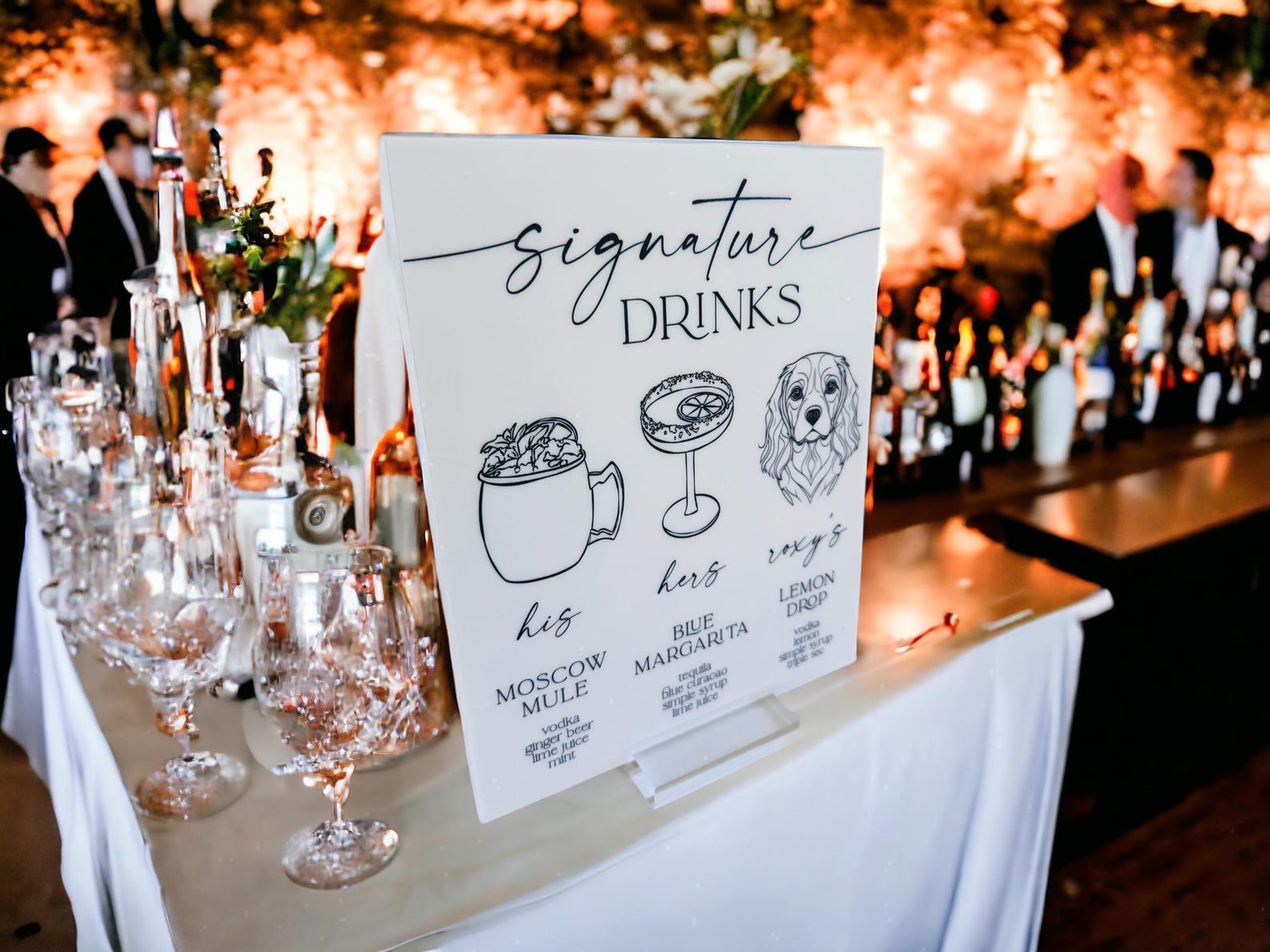 BEST SELLER Signature Drinks Hand Drawn Pet Wedding Sign for Bar ...