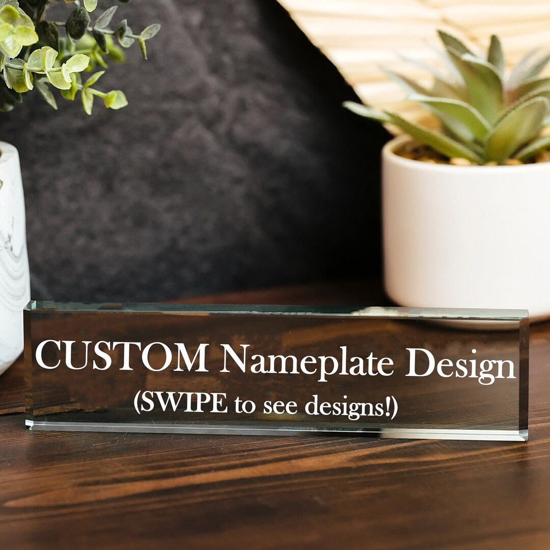 CUSTOM Nameplate Design, Crystal Personalized Desk Block, Glass Name ...