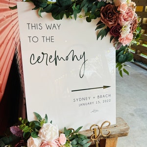 This Way to the Ceremony Directional Clear Glass Look Wedding Acrylic ...