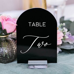 Black, White, Clear Frosted ARCH Acrylic Table Number Sign With Stands ...
