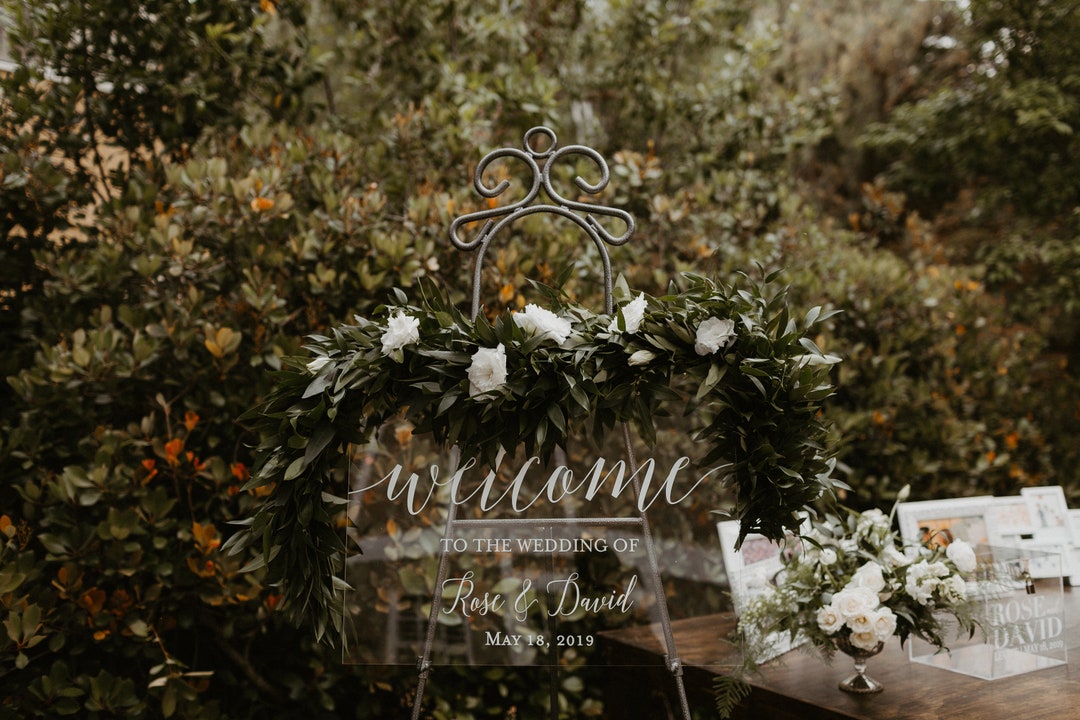 Clear or Black Glass Look Acrylic Wedding Welcome Sign, 18x24 ...