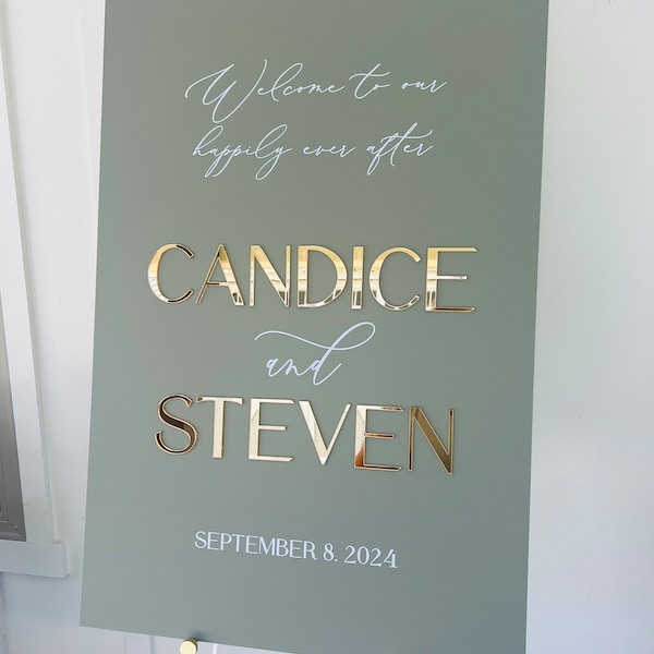 Sage and Gold Wedding Welcome Sign - Etsy