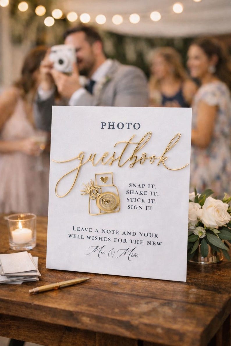 3D Photo Guestbook Snap Shake Stick Sign It Acrylic Wedding Guest Book ...