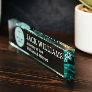 Attorney Glass Office Desk Name Plate, Clear JD Judge Nameplate, Lawyer ...