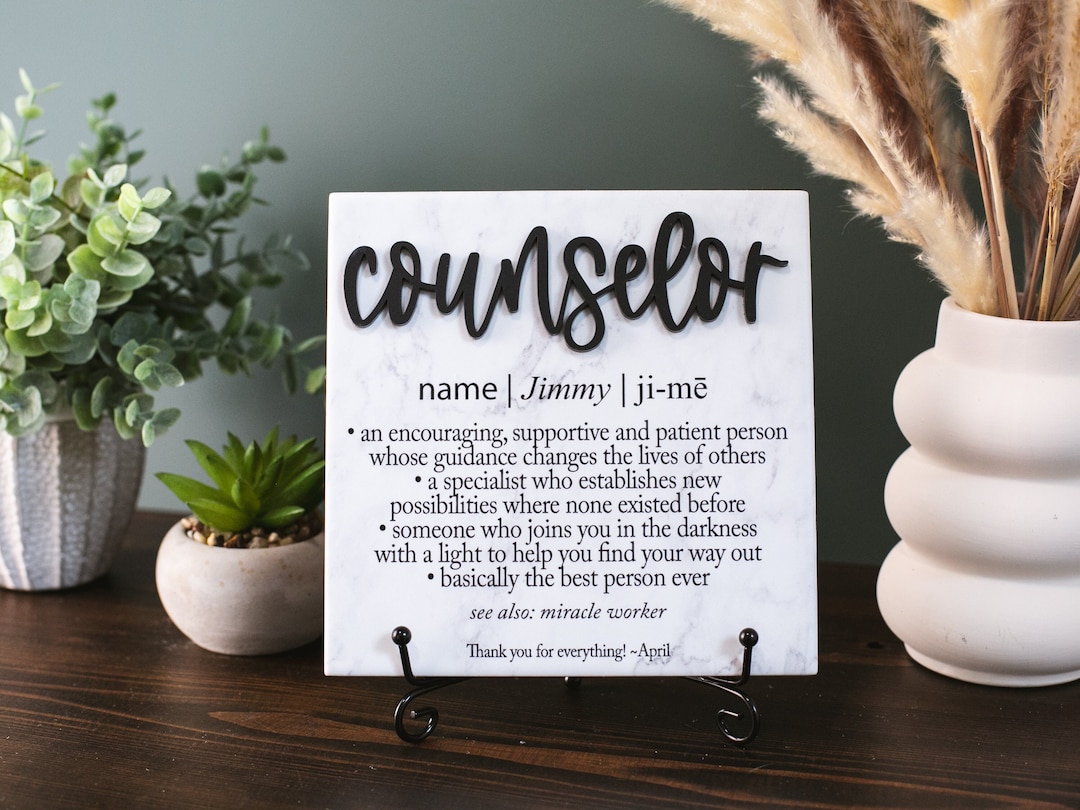 3D Counselor Ceramic Tile Plaque With Stand, Thank You Mentor Sign ...