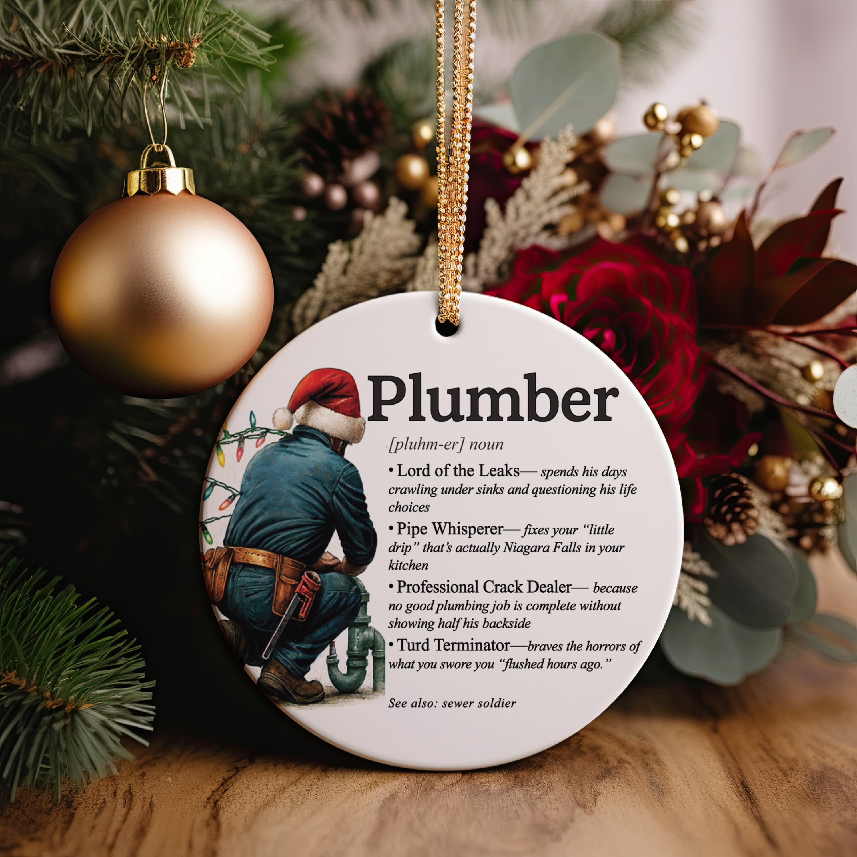 Plumber Christmas Ornament Ceramic Holiday Gift for Plumbing Technician ...