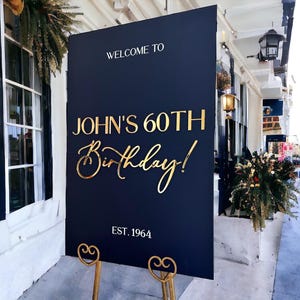 3D Gold Mirror Happy Birthday Acrylic Welcome Entrance Sign, Let's ...