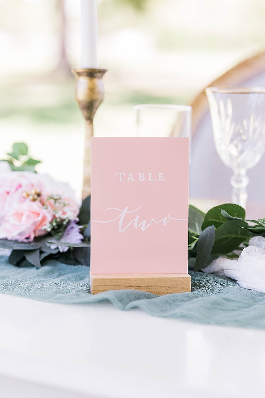 Blush Dusty Blue Rose Mauve Plum Table Number Sign With Stands, Perspex ...