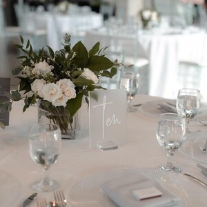 Frosted 4x6 or 5x7 Glass Look Acrylic Table Number Sign With Stands ...