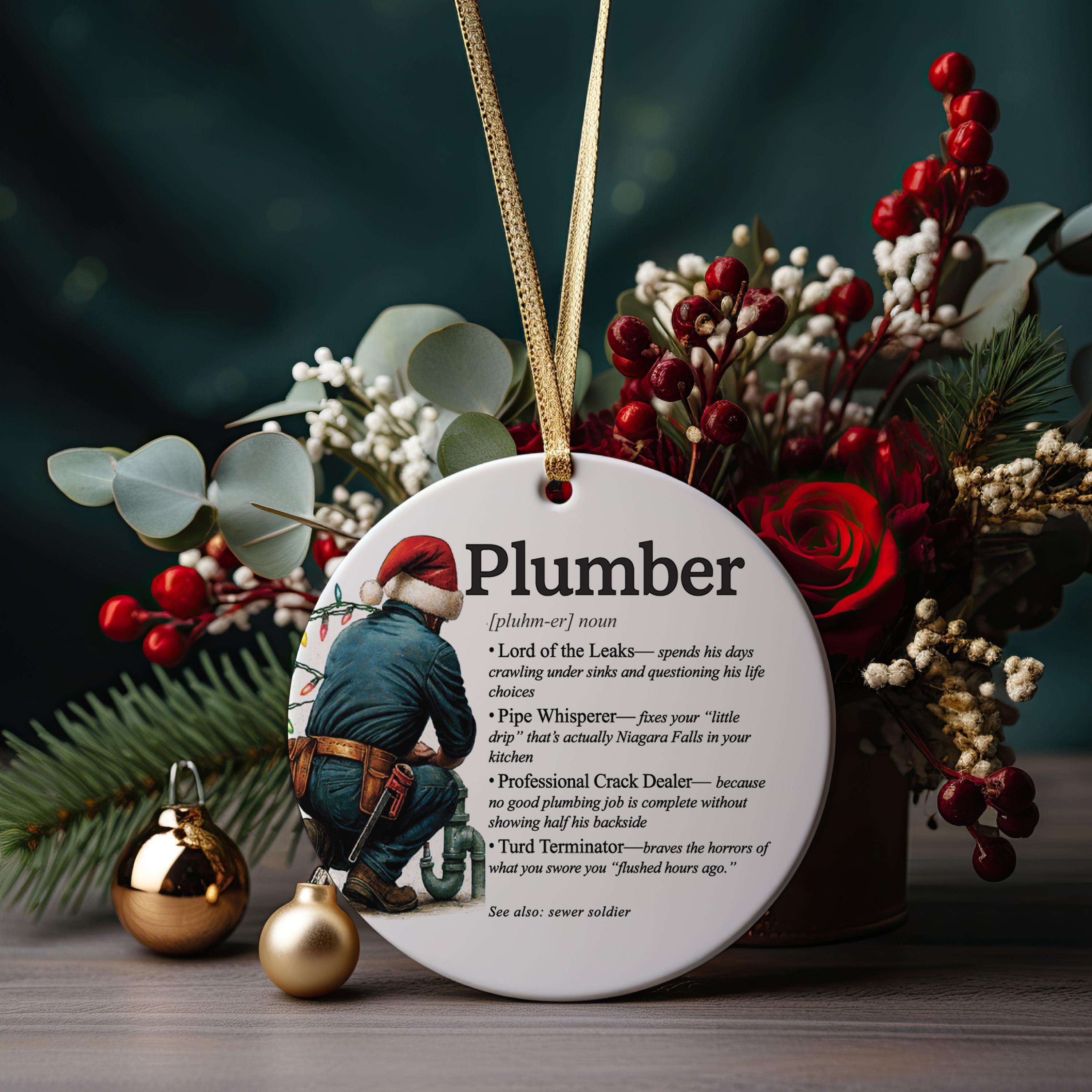 Plumber Christmas Ornament Ceramic Holiday Gift for Plumbing Technician ...