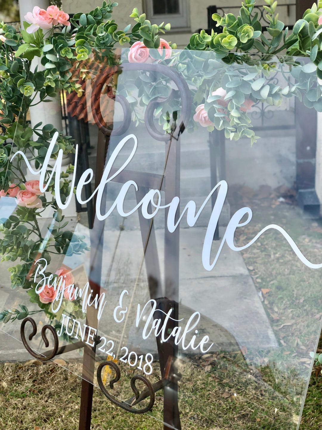 Clear Glass Look Acrylic Wedding Welcome Sign, 18x24 Personalized ...