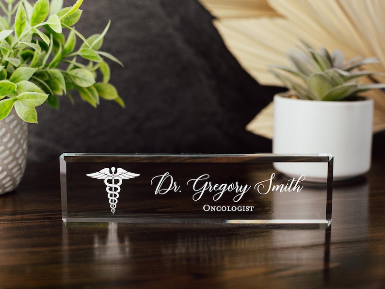 Physician MD Doctor Caduceus Glass Office Name Plate, PA Surgeon ...