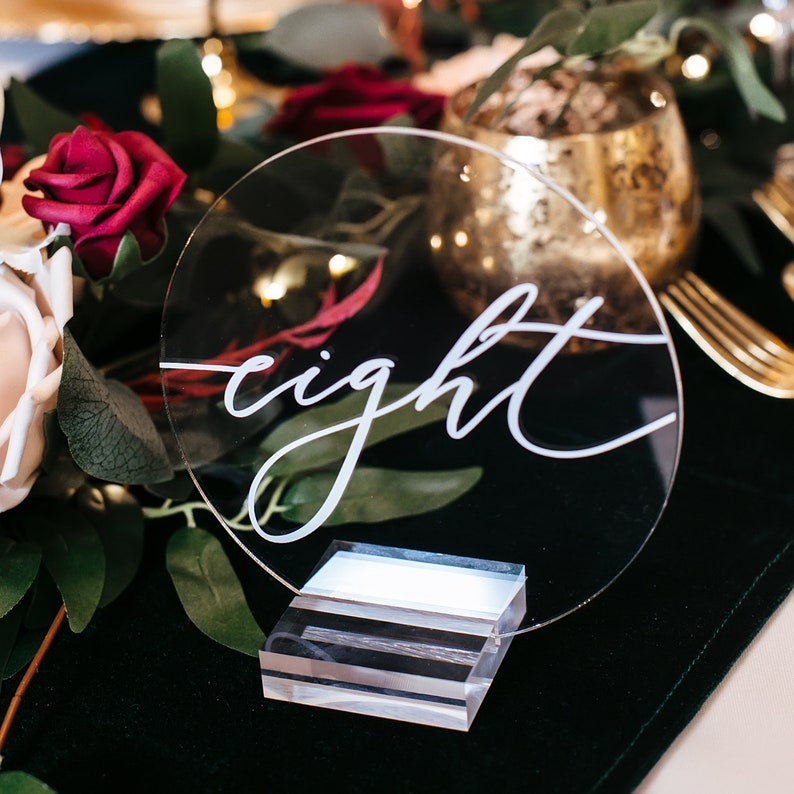 Round Clear or Black Acrylic Table Number Sign With Stands - Etsy