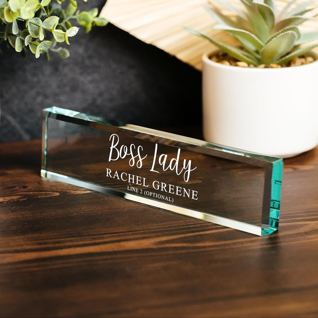 Boss Lady Glass Office Desk Name Plate, Best Employer Ever Nameplate ...