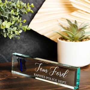 Police Officer Glass Office Desk Name Plate, Clear Chief of Police ...
