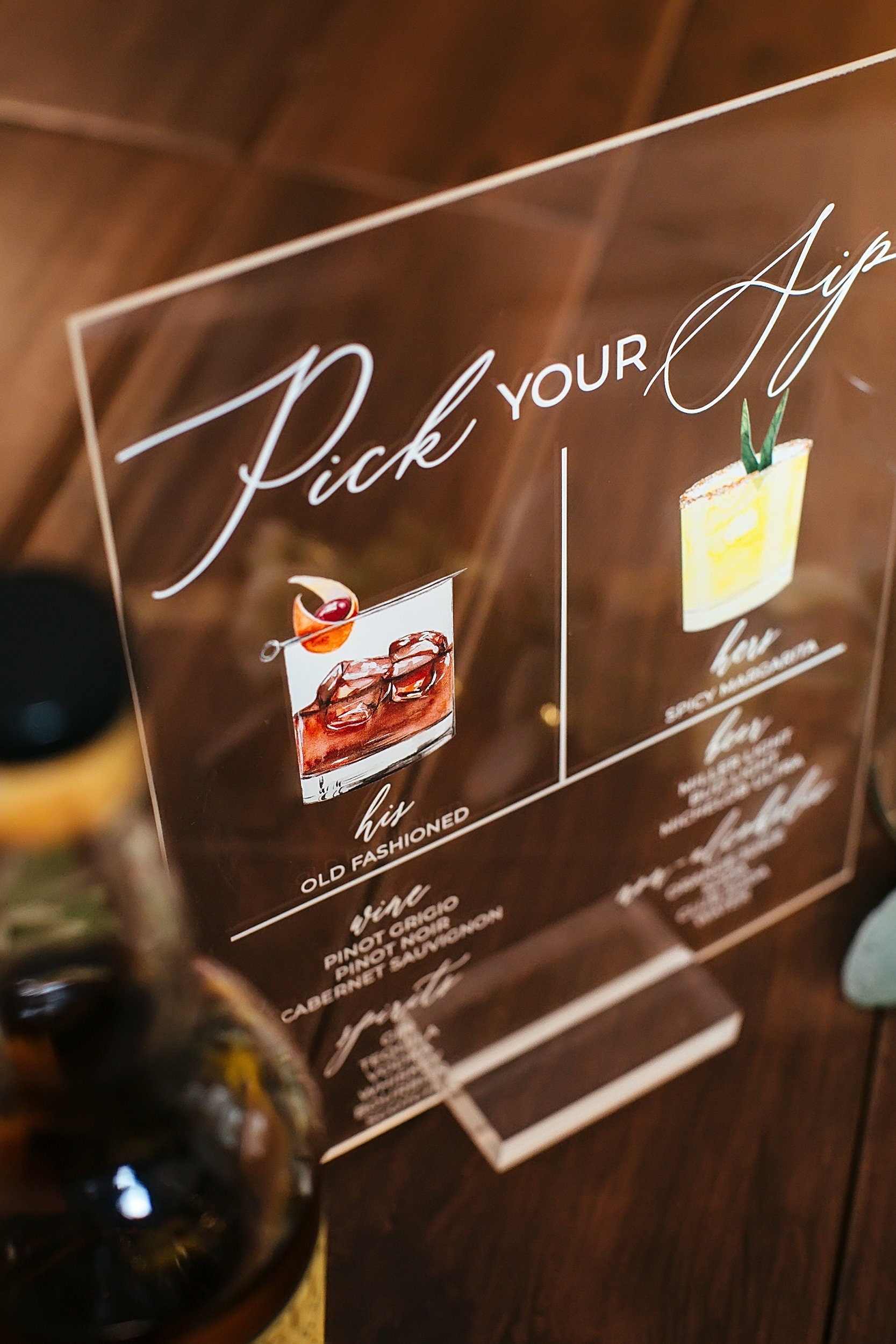 Pick Your Sip Bar Menu Signature Cocktails Custom Clear Glass - Etsy UK