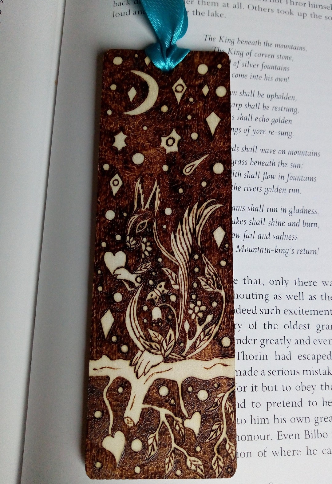 Enchanted Squirrel Bookmark Wooden Hand Burned - Etsy