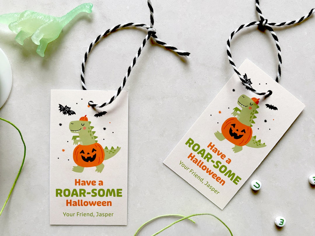 Roarsome Dinosaur Halloween Favor Tag: Editable Party Printable - Etsy