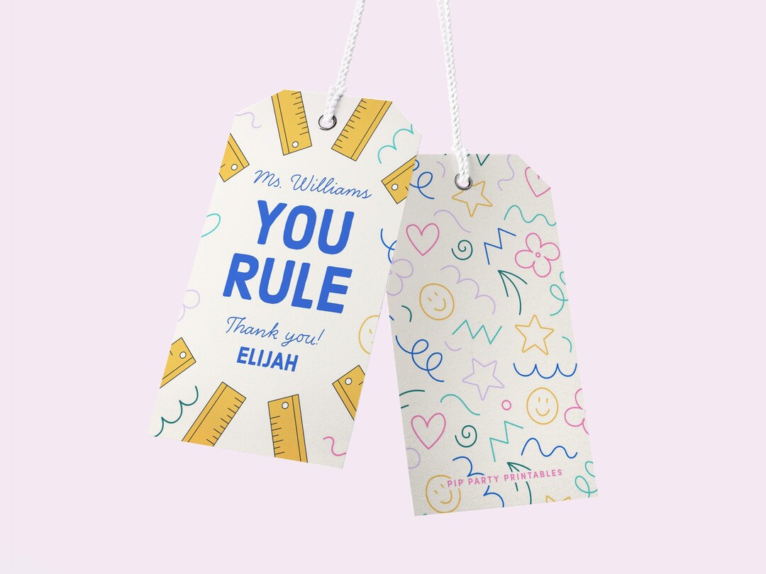 Teacher Appreciation Gift Tags: You Rule, Editable Printable - Etsy