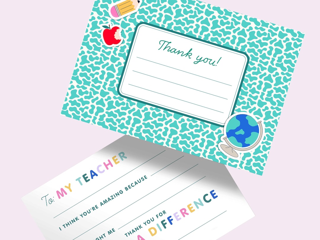 Fill in Thank You Card, Composition Notebook, Teacher Appreciation ...