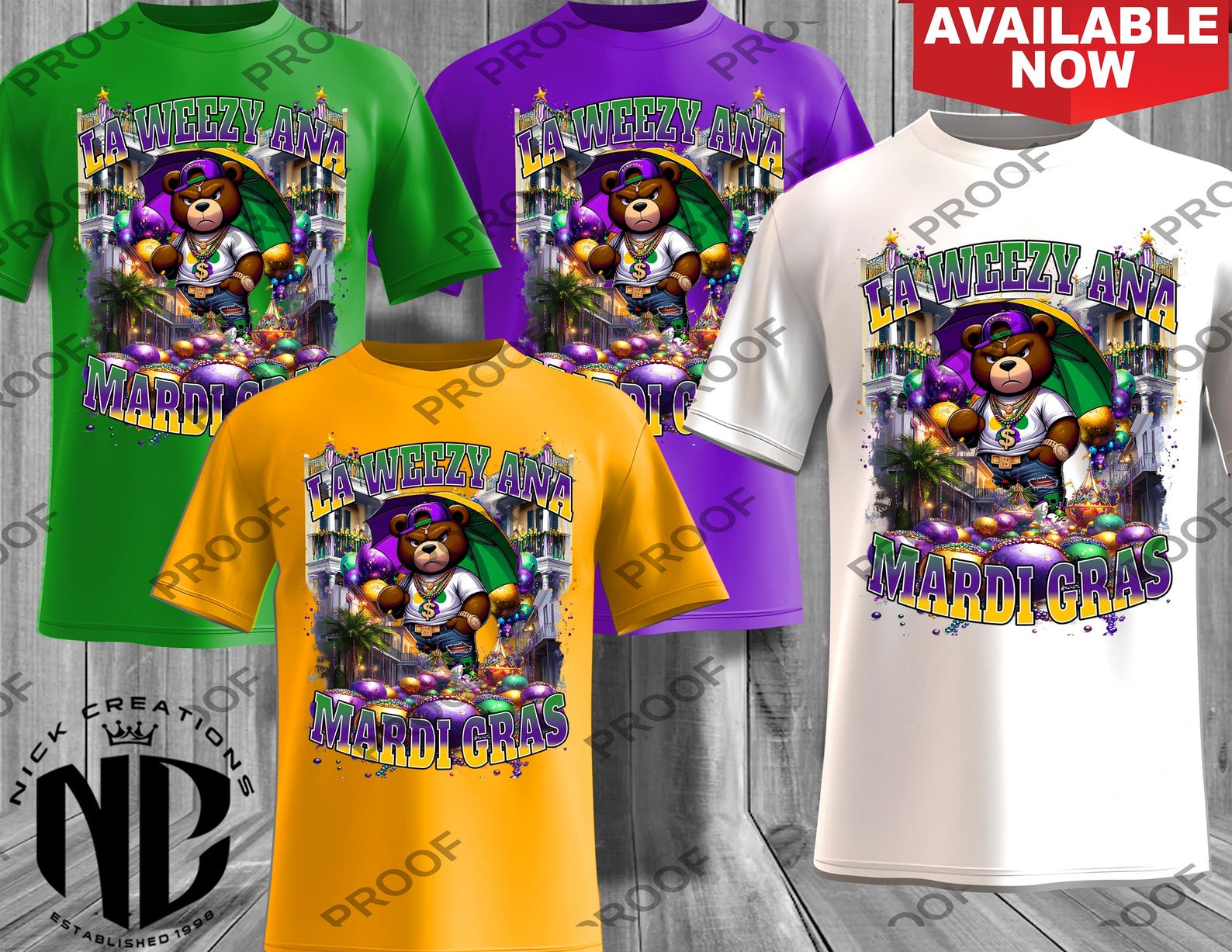 2 Mardi Gras La Weezy Ana Boy and Gril Bear Png - Etsy