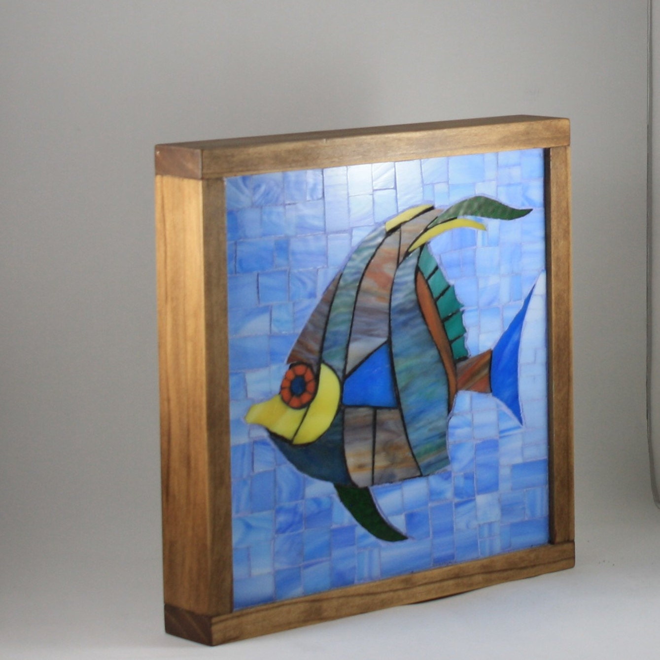 Tropical Fish Stained Glass Mosaic, Handcut Stained Glass Mosaic Art ...