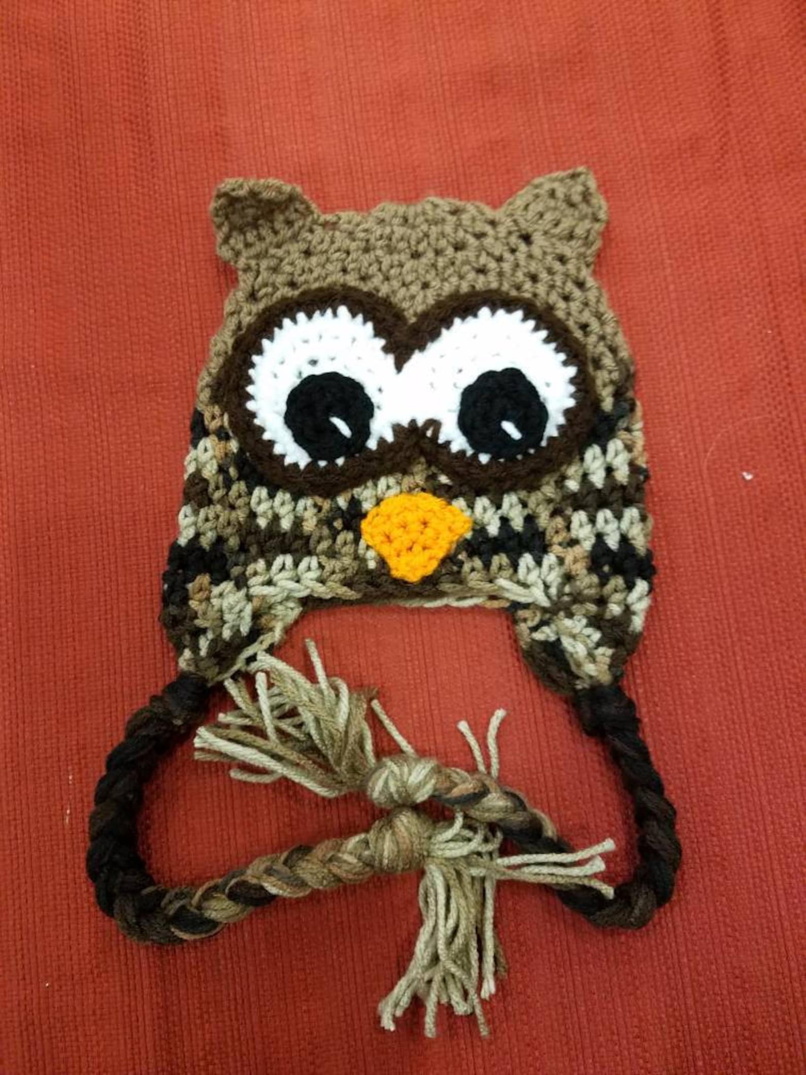 Cute owl hats with earflaps. Handmade crochet item. Many sizes | Etsy