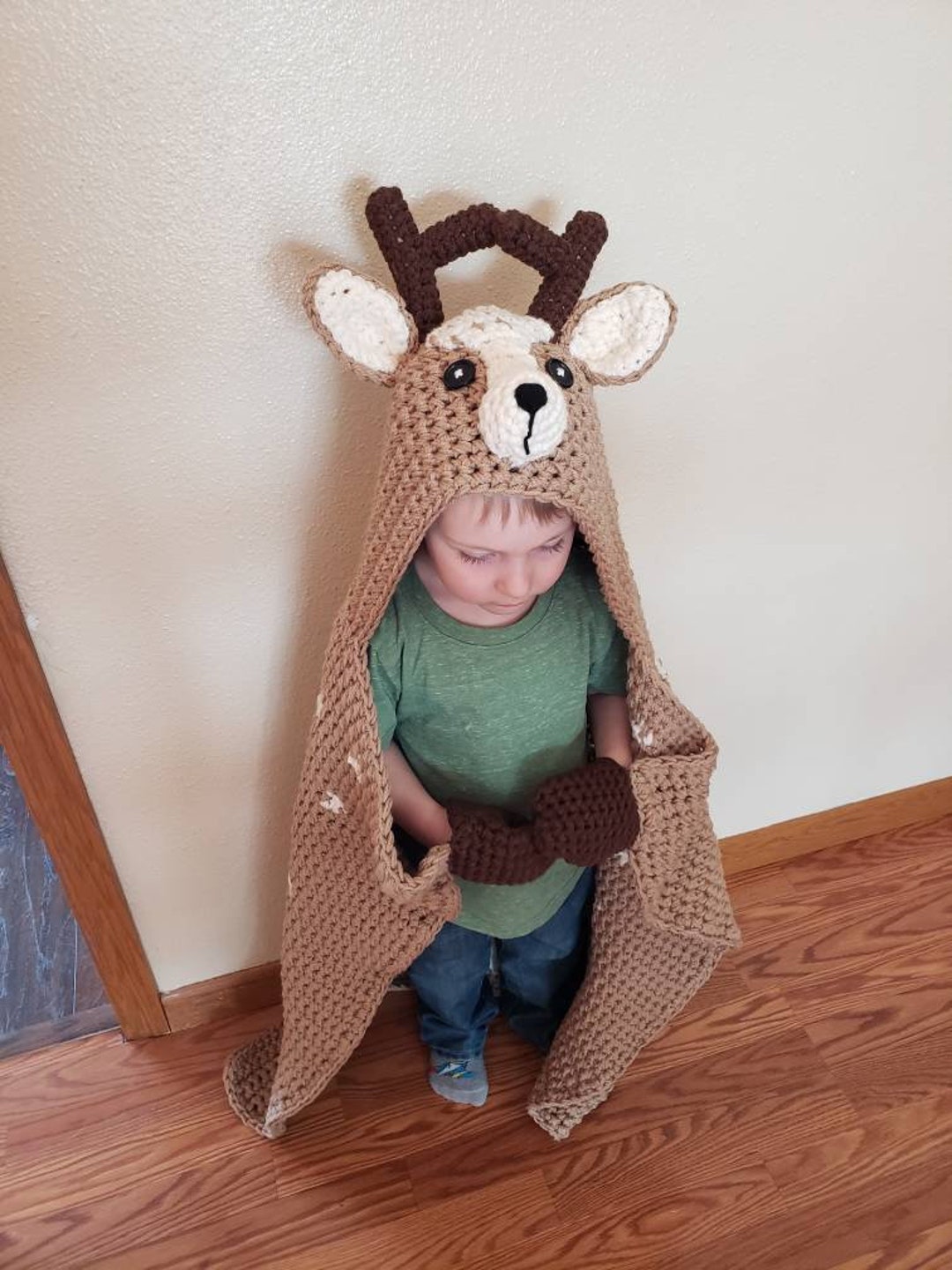 Crochet Hooded Blanket. Animal Blanket. Woodland Theme Blanket. Child ...