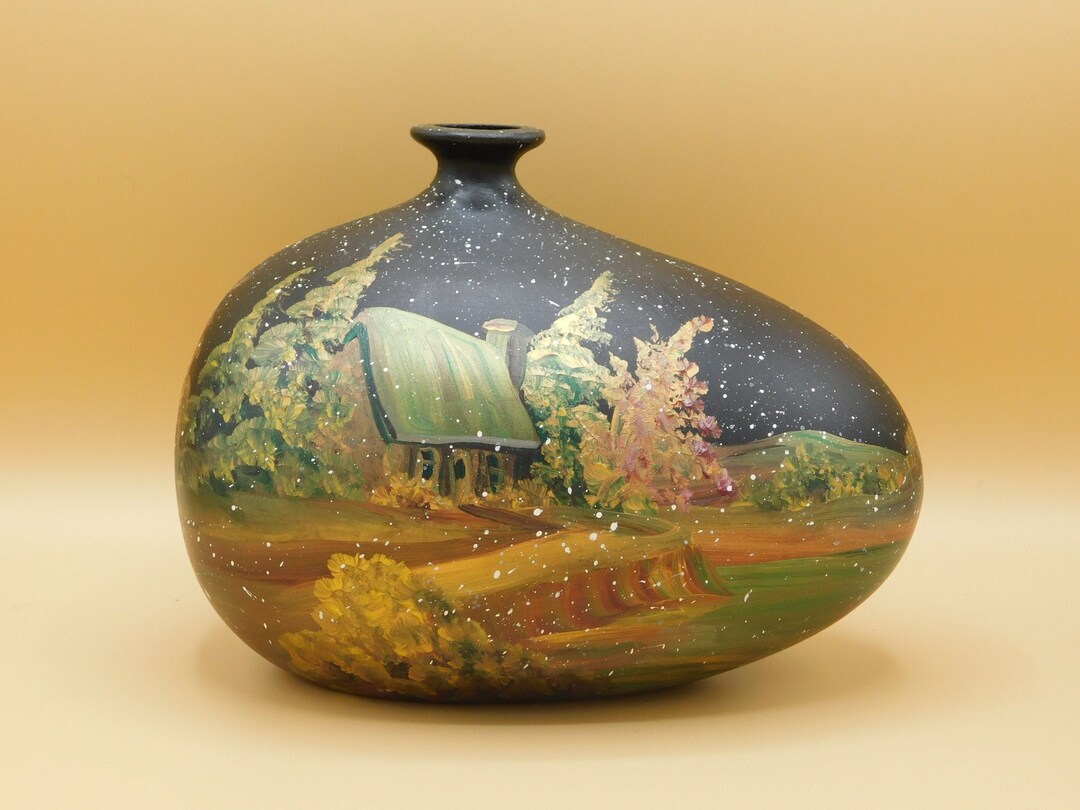 Quebec Folk Art Vase by Tifo Francine Fugere Thiffault Canadian C1985 ...