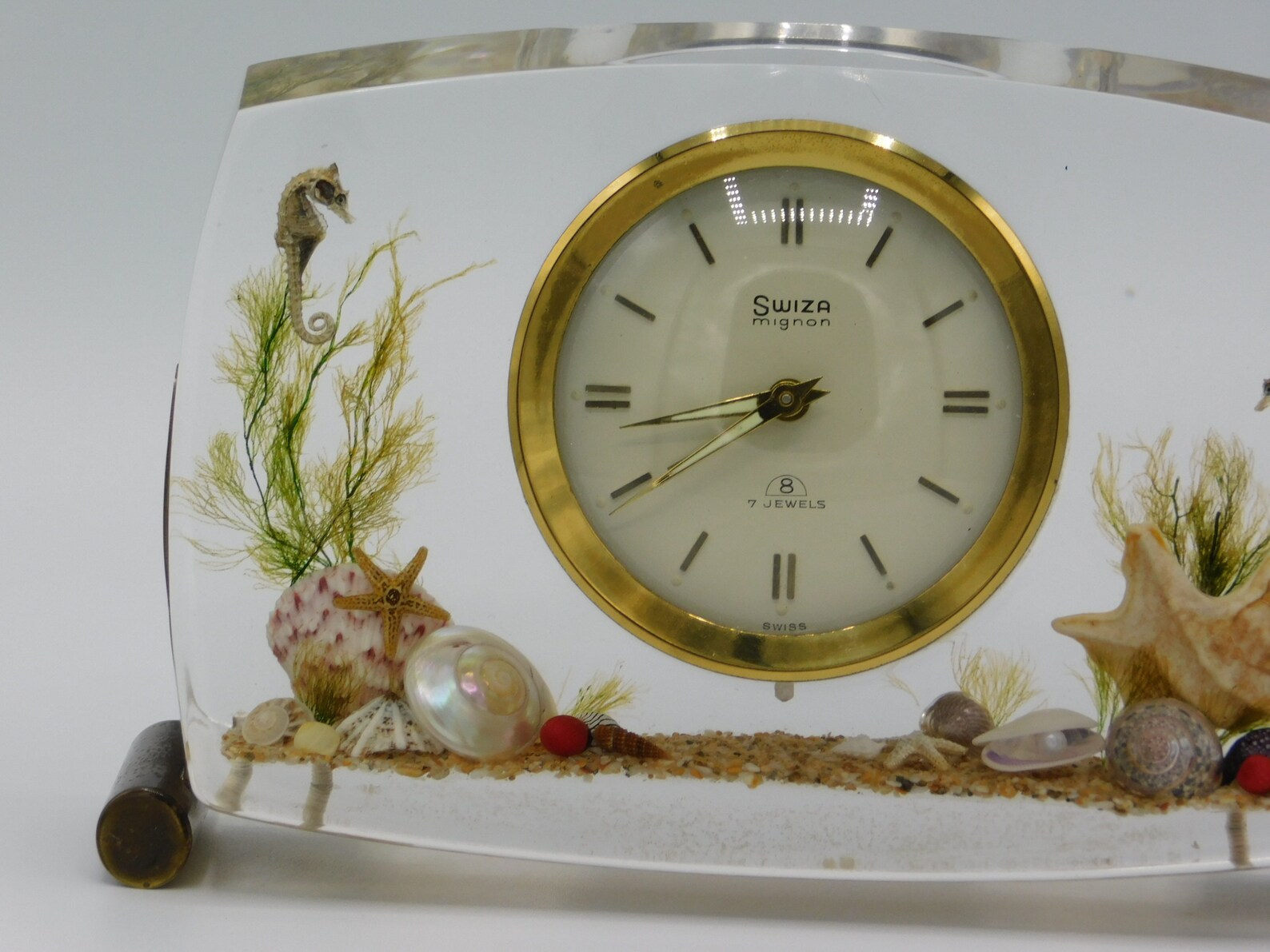 1950s Swiza Mignon Swiss 7 Jewel Clock Set in Acrylic With Sea - Etsy