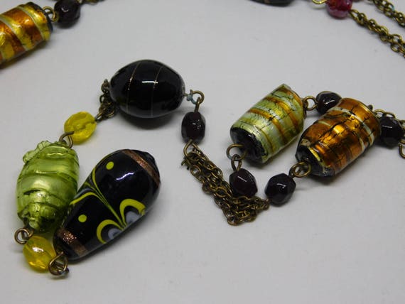 Venetian Glass Flapper Beads 1920s Murano Glass Beads - Gem