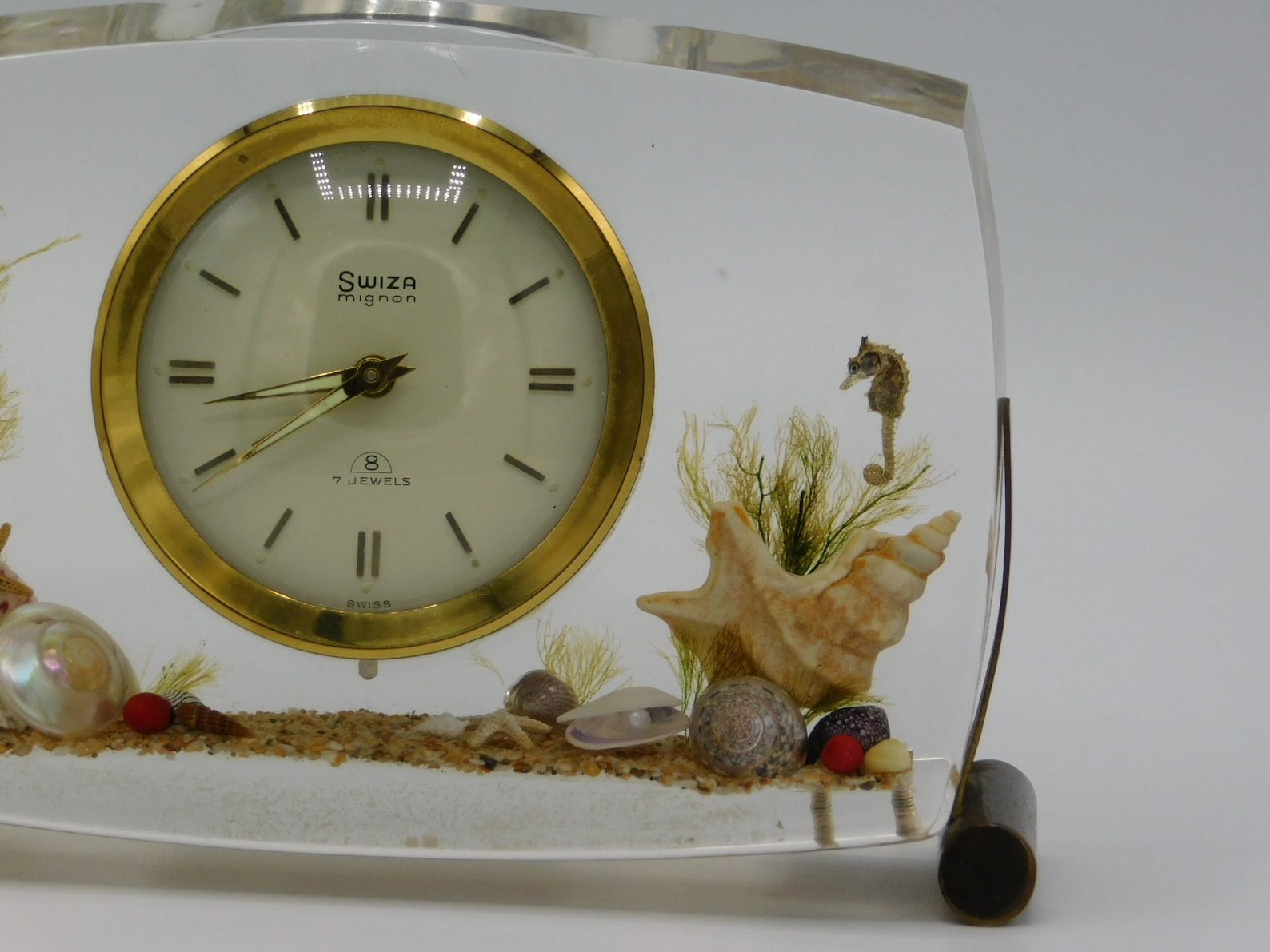 1950s Swiza Mignon Swiss 7 Jewel Clock Set in Acrylic With Sea - Etsy