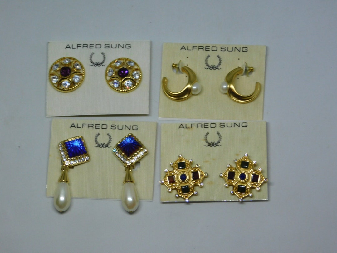 C1984 Alfred Sung Earring Collection New Old Stock on Cards - Etsy