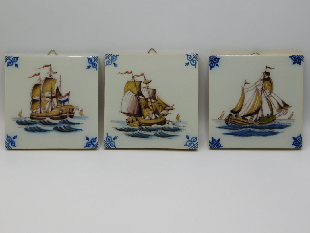 Dutch Delft Artist Painted Pottery Tiles Vintage Fully Signed - Etsy