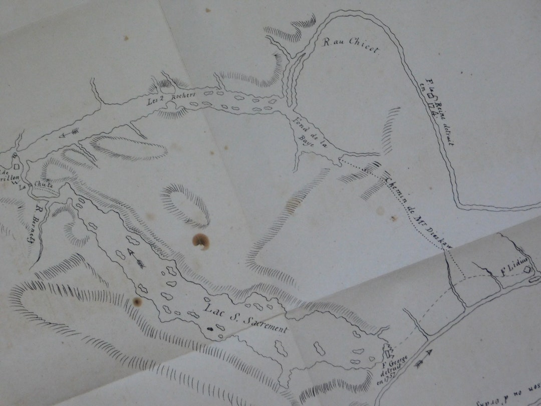 1758 Battle of Lake George Map, Printed C1850 by Avignon, Lake George ...