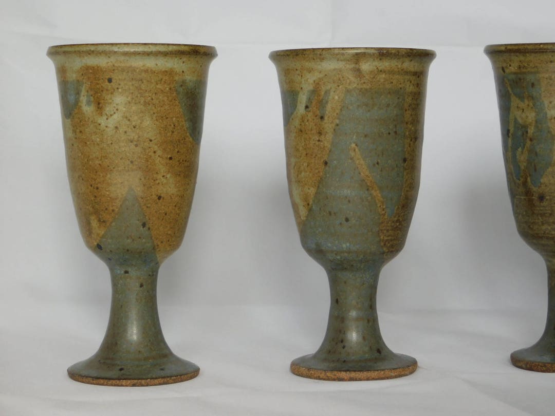 Robin Hopper Chosin Pottery Canada Signed 3 Rare Goblets From Master ...