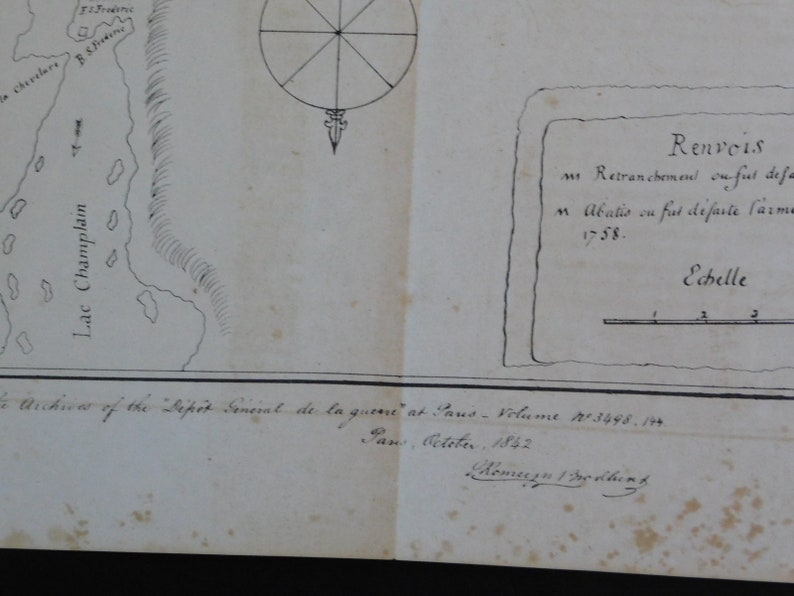 1758 Battle of Lake George Map, Printed C1850 by Avignon, Lake George ...