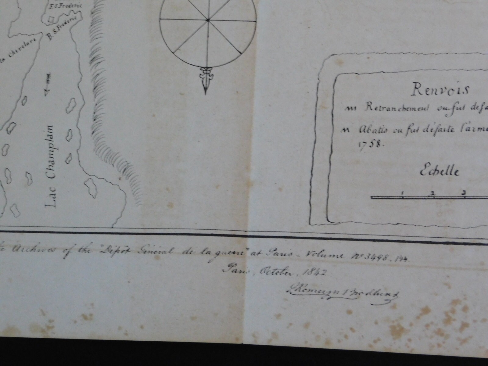 1758 Battle of Lake George Map, Printed C1850 by Avignon, Lake George ...