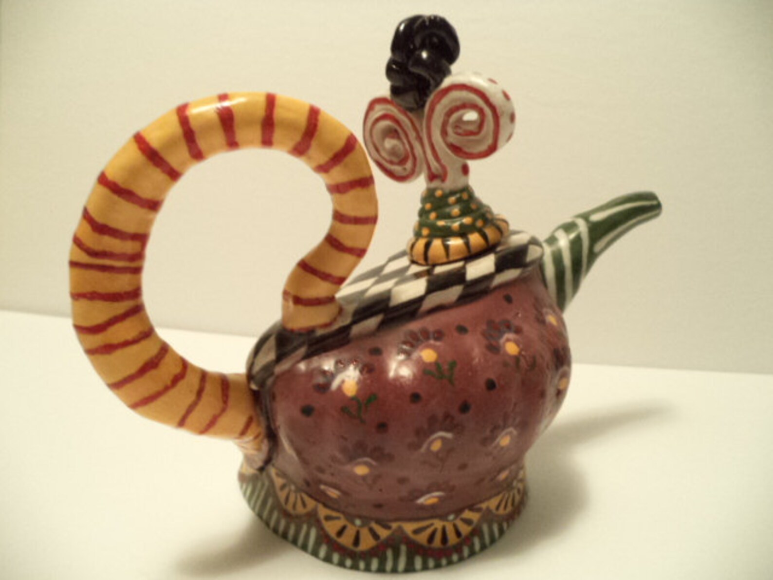 Whimsical Jane Pate Teapot 1992 Ceramic Art Pottery | Etsy